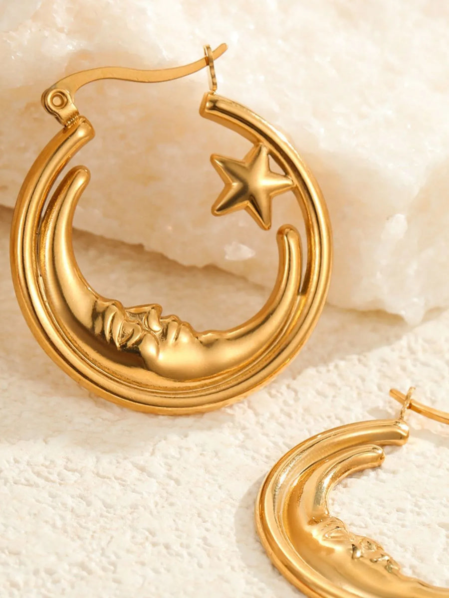 Golden Crescent Moon Star Hoop Earrings – Nicoletta Carlone